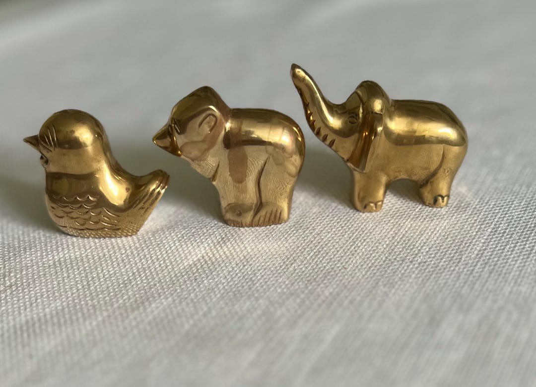 Small Brass Animal Figurine Set Elephant, Bear and Duck Lot of 3 - Etsy