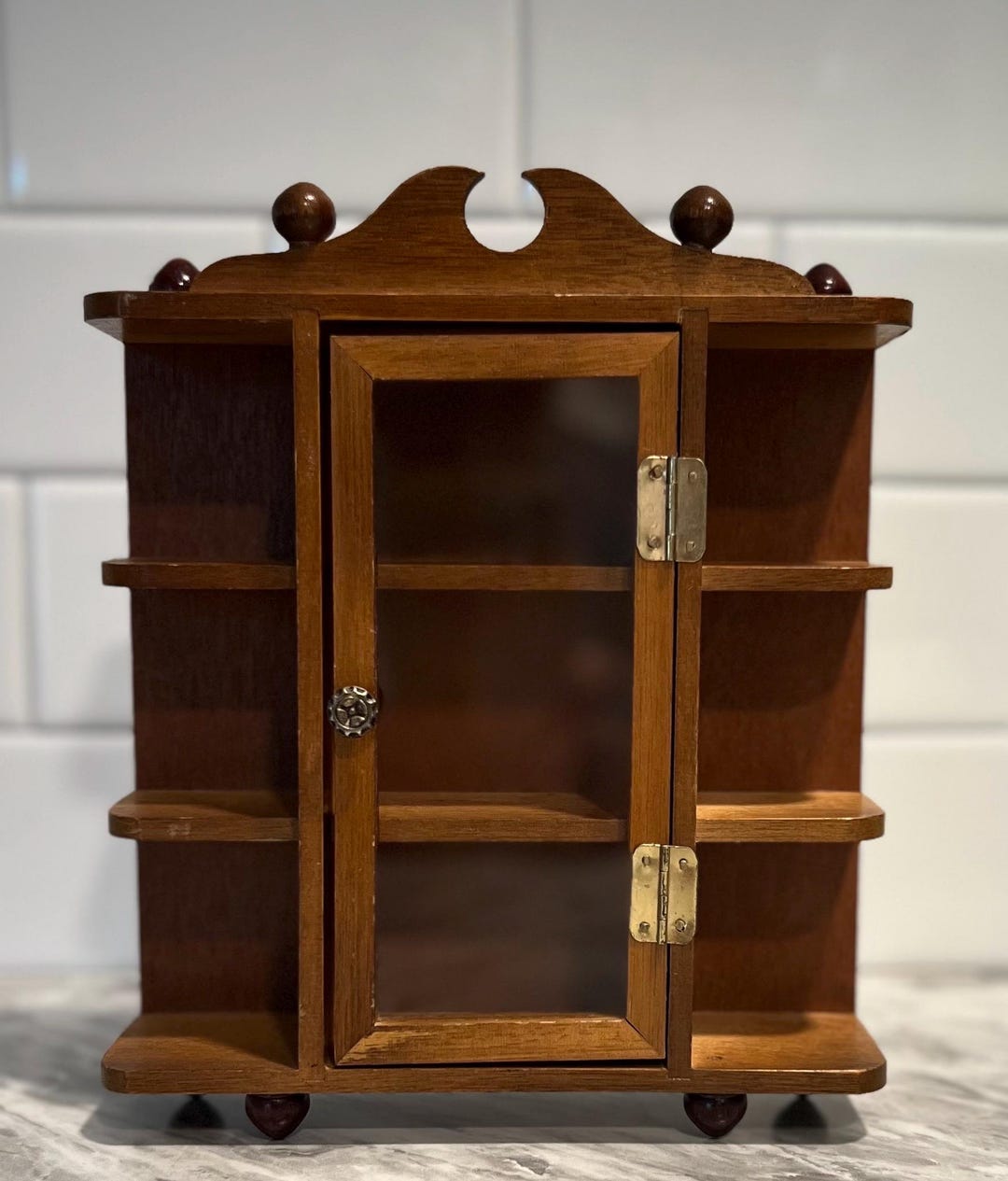 Miniature Wood & Glass Curio Display Cabinet MCM VTG - Etsy