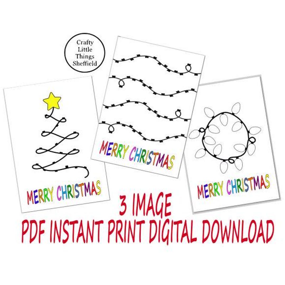 3 PDF DIY Christmas Fingerprint Art Gift Craft Kids Handprint Lights ...