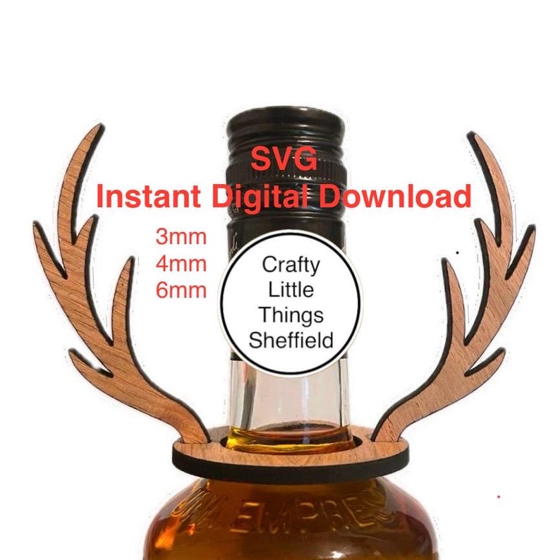 Reindeer Antler SVG Pattern Laser Cut Beer Wine Alcohol Spirt Bottle ...