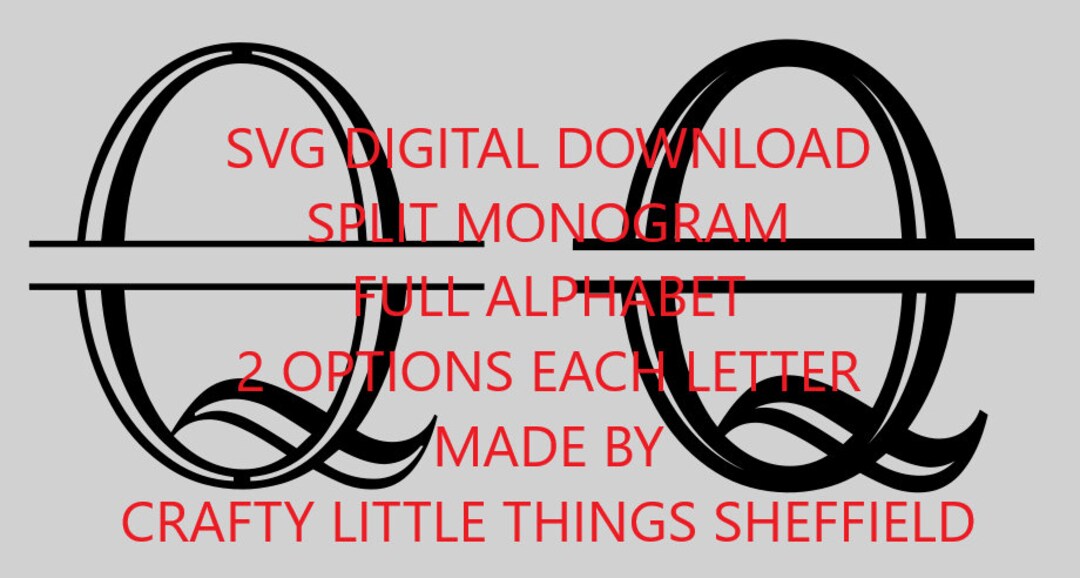 SVG Digital Download Split Monogram Full Alphabet 2 Two Options Each ...