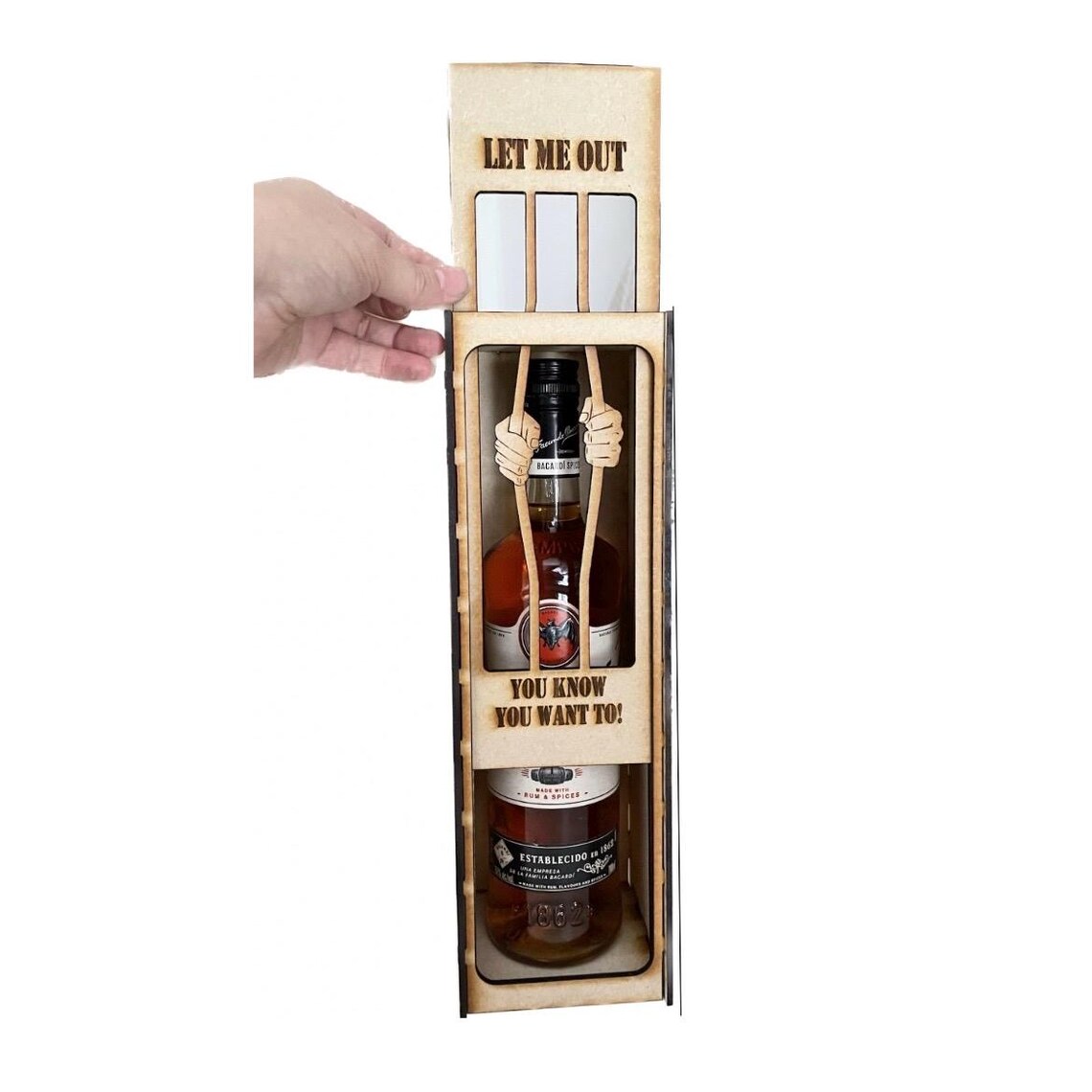 SVG Jail Bars Let Me Out Wooden Wine Bottle Gift Box Holder Laser Cut ...