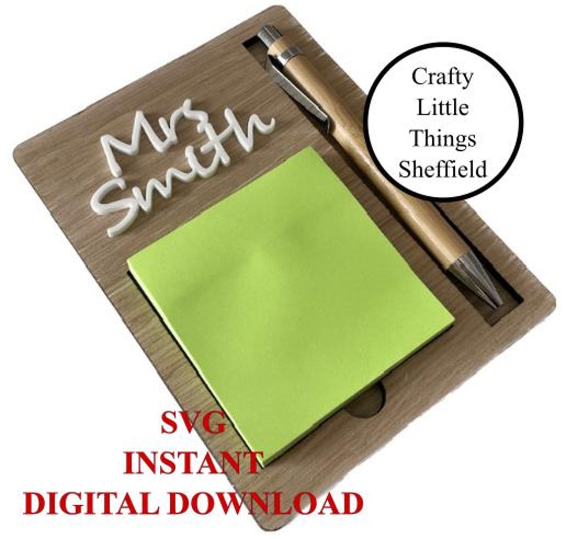 SVG Sticky Note Pad Holder Laser Cut File Note Pad Holder File Svg ...