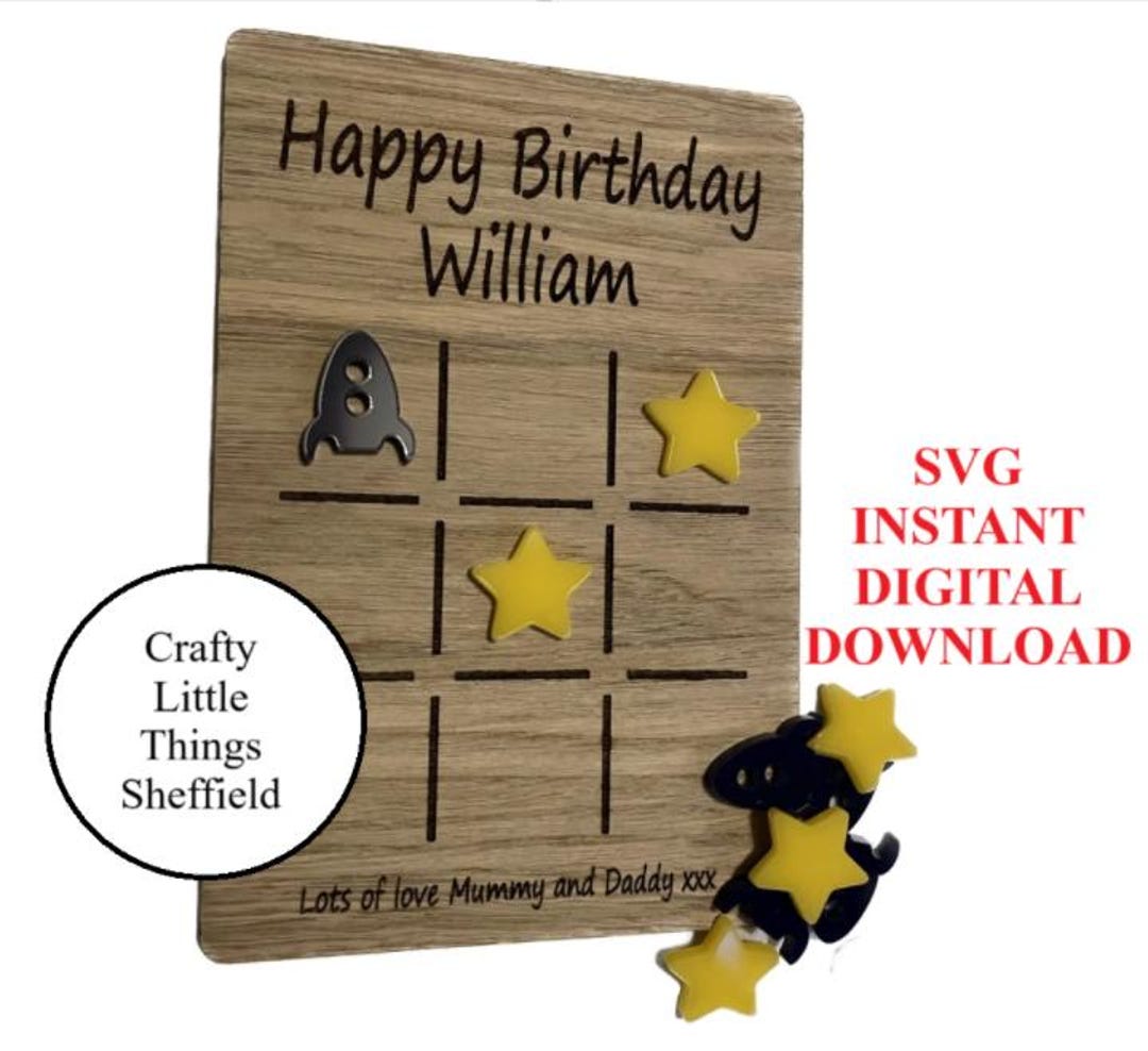 SVG Tic Tac Toe Spaceship Star Game DIY Craft Kit Laser Cut Template ...