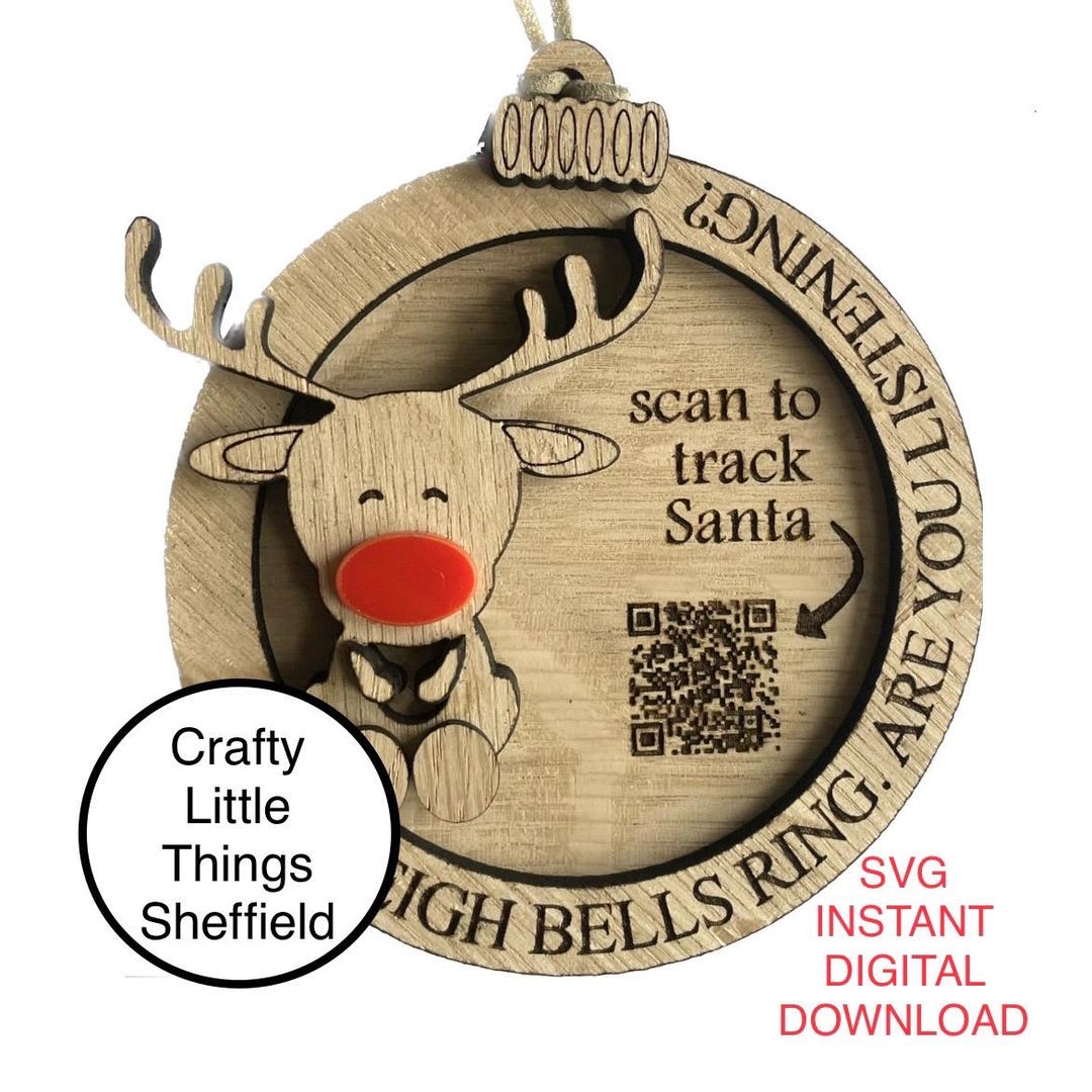 Reindeer Santa Tracker Christmas Ornament SVG File Laser Cut Claus ...