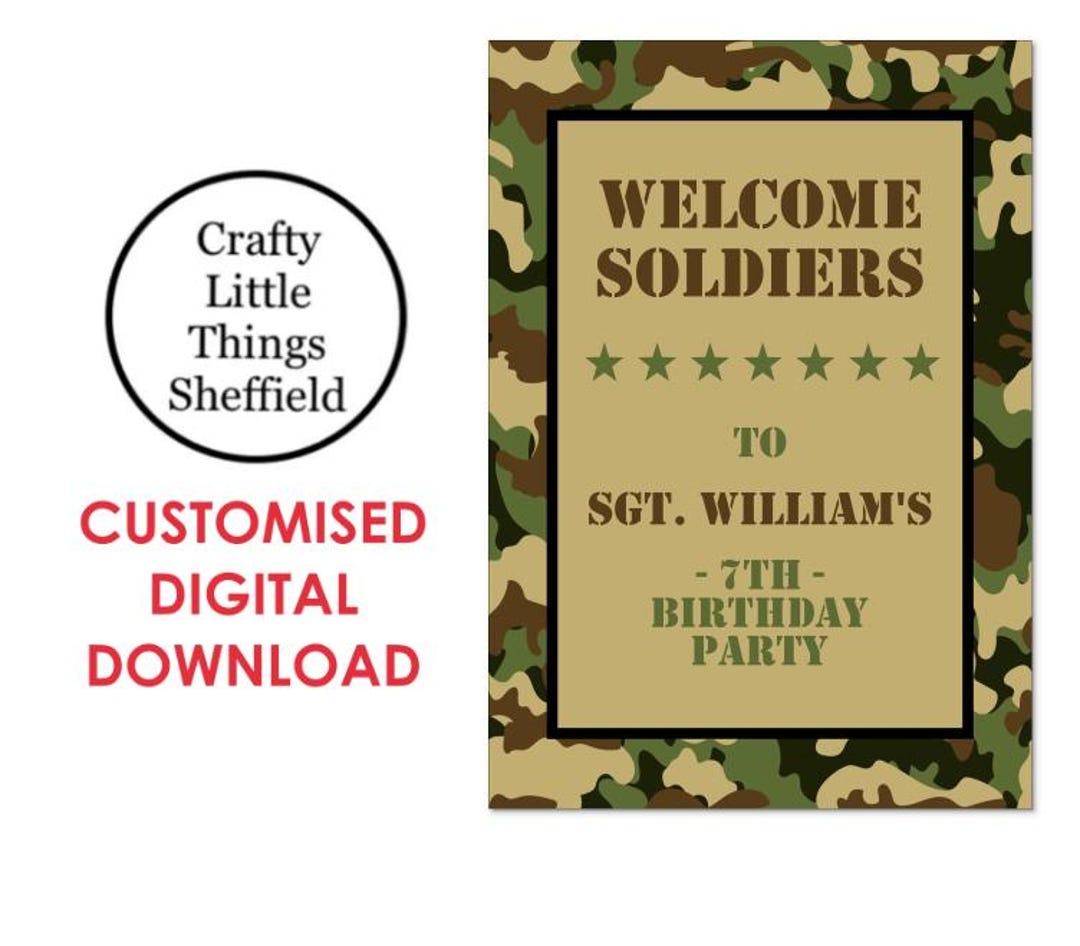 PDF Army Welcome Sign Soldier Military Boys Birthday Welcome Signs ...