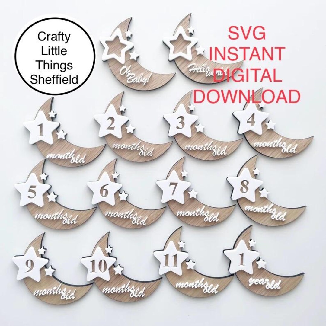 Svg Baby Milestone Moon Star Month Photo Marker Photo Prop Laser ...