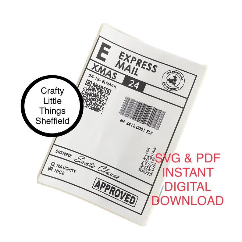 EDITABLE Pdf SVG Custom Elf Shipping Postage Label Template Printable ...