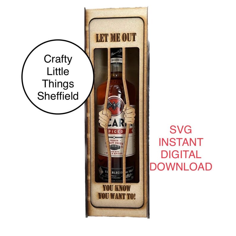 SVG Jail Bars Let Me Out Wooden Wine Bottle Gift Box Holder Laser Cut ...