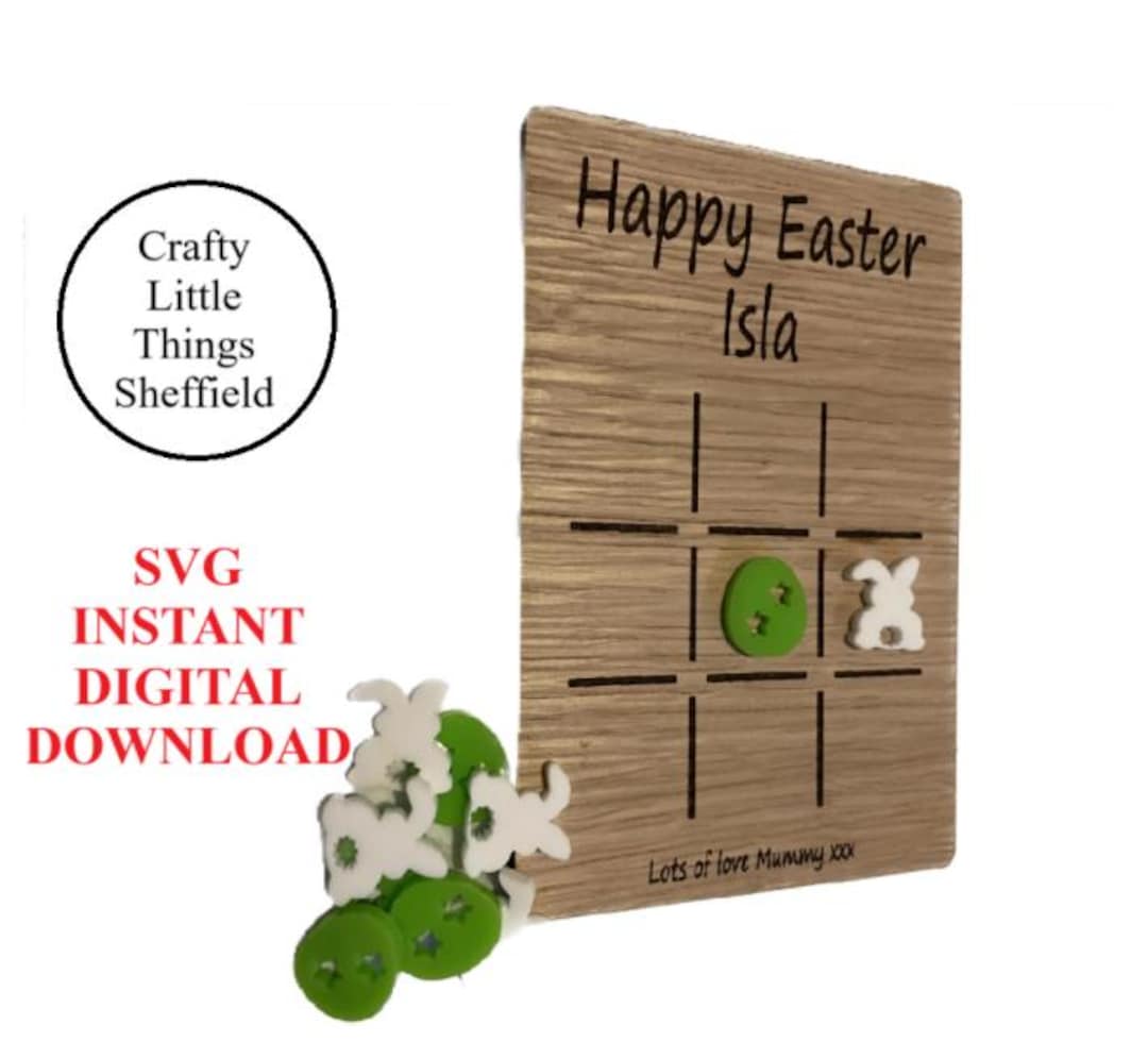 SVG Tic Tac Toe Rabbit Egg Game DIY Craft Kit Laser Cut Template Kids ...