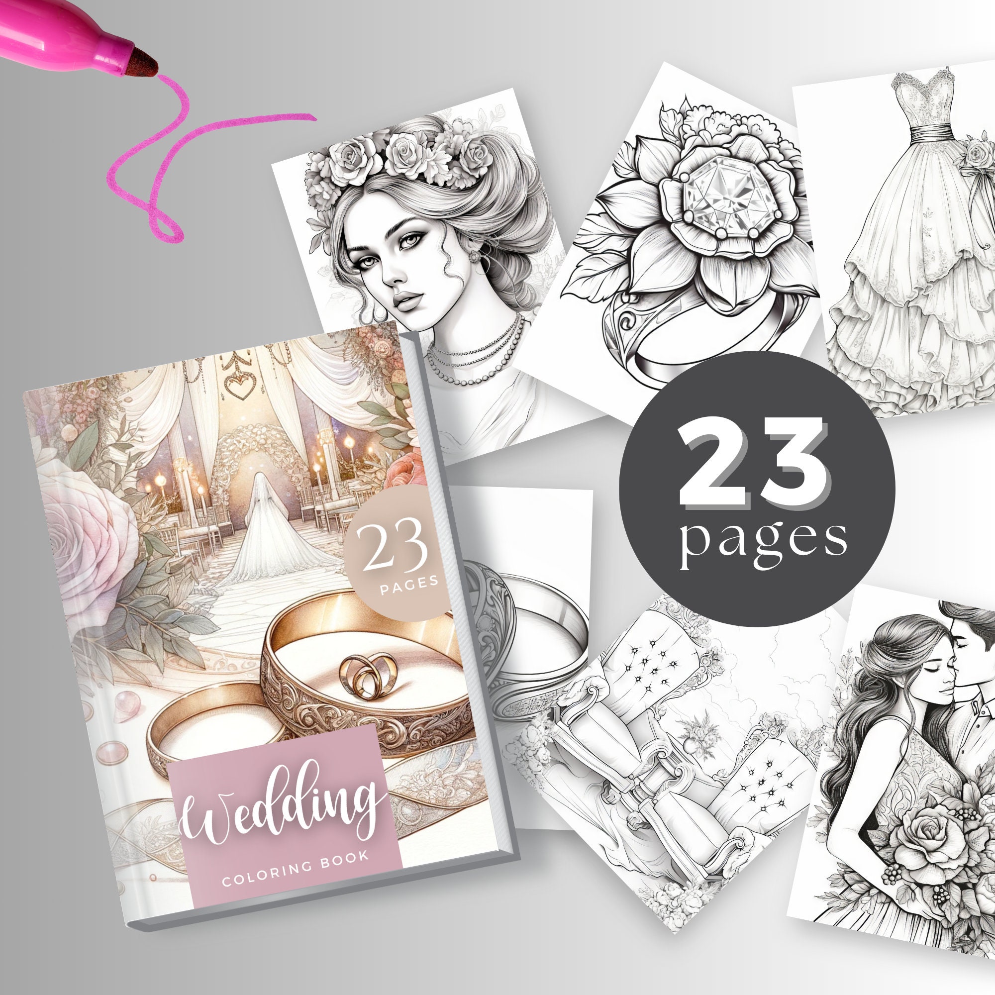 Adult Procreate Grayscale Coloring Pages Art Book Digital Download ...