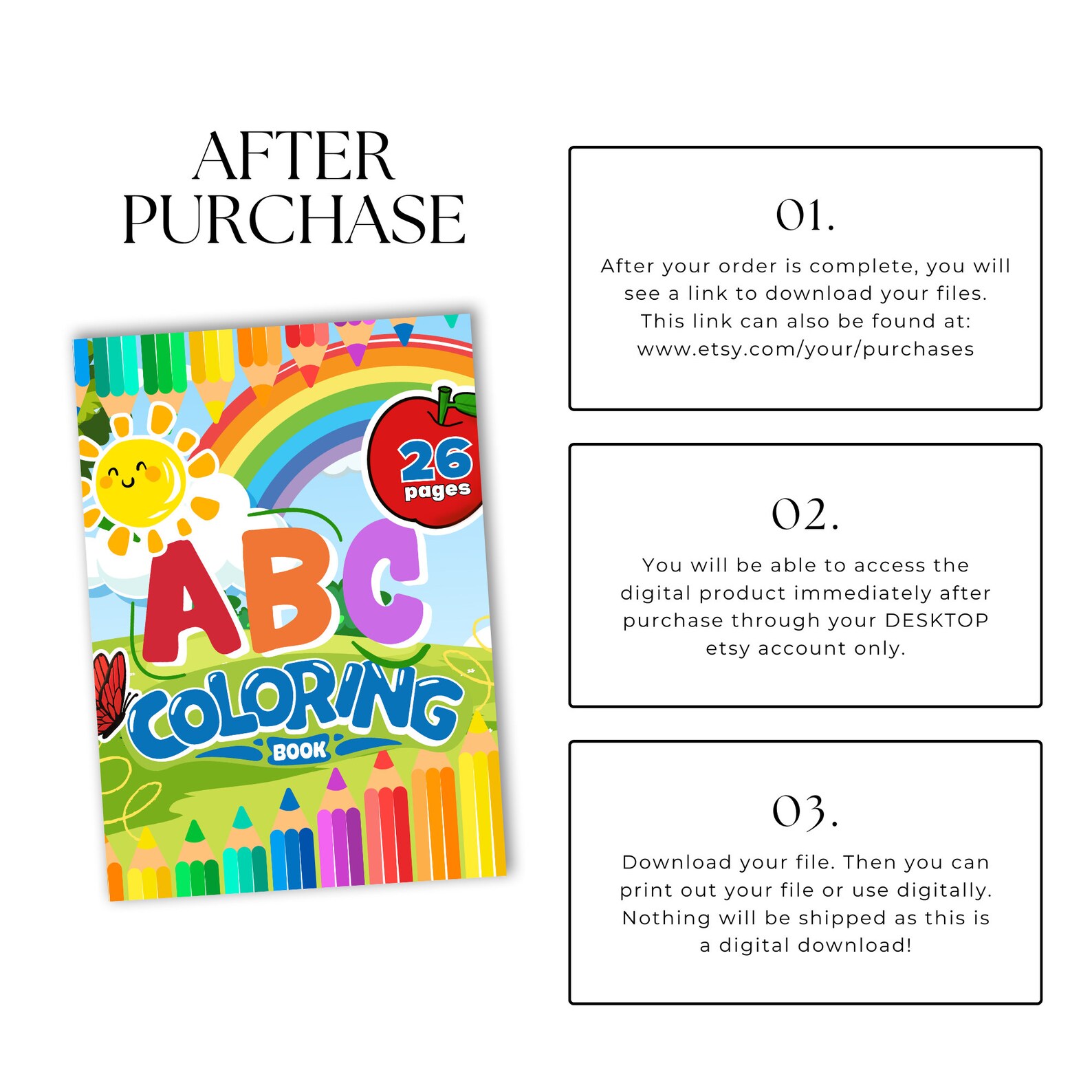 Printable ABC Coloring Book, Baby Alphabet Coloring Book, Babys First ...