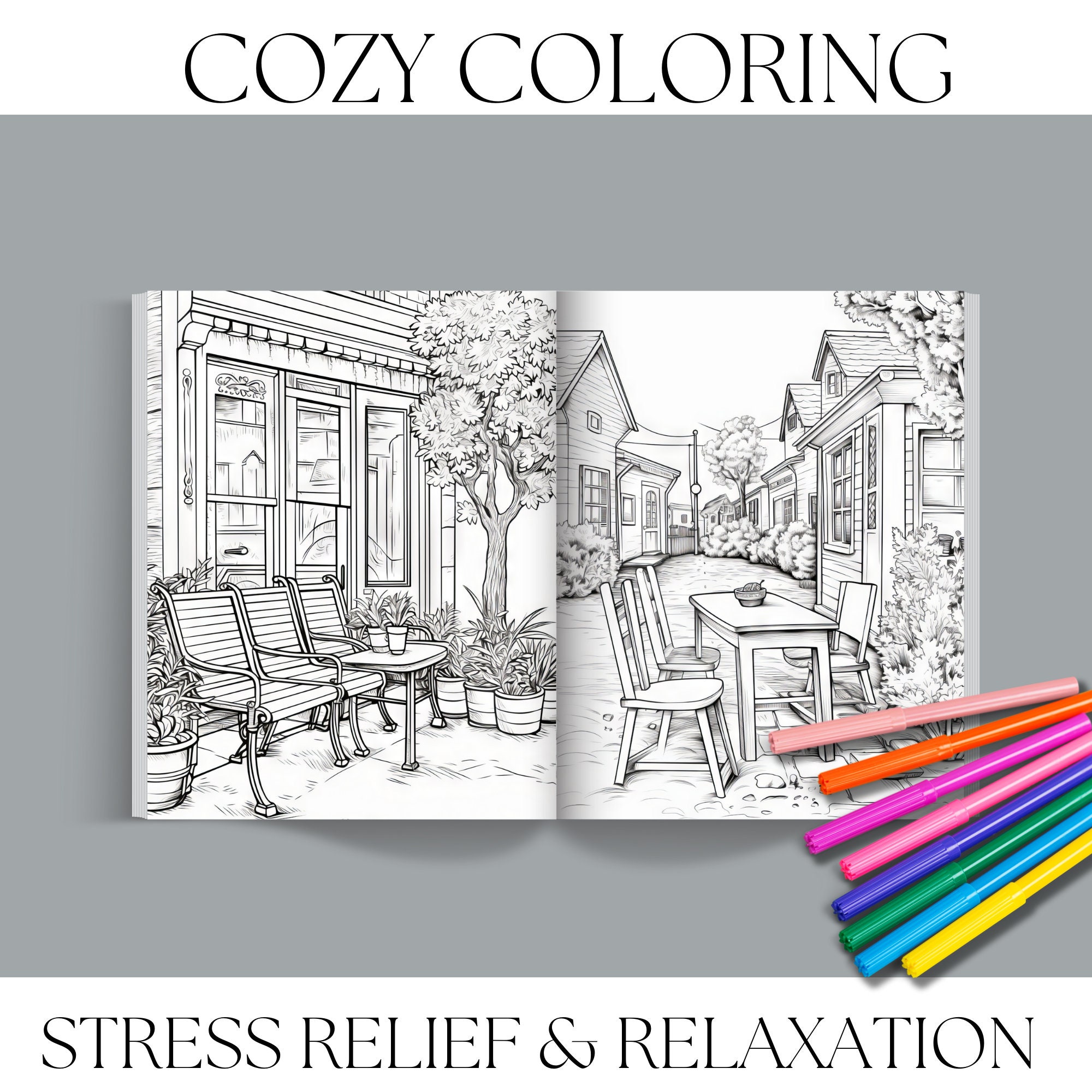 Digital Adult Coloring Book Procreate Cozy Coloring Books for Adults ...