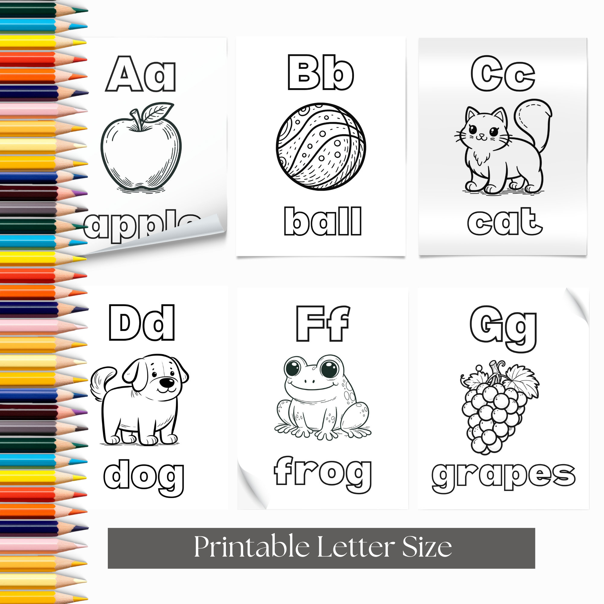 Printable ABC Coloring Book, Baby Alphabet Coloring Book, Babys First ...