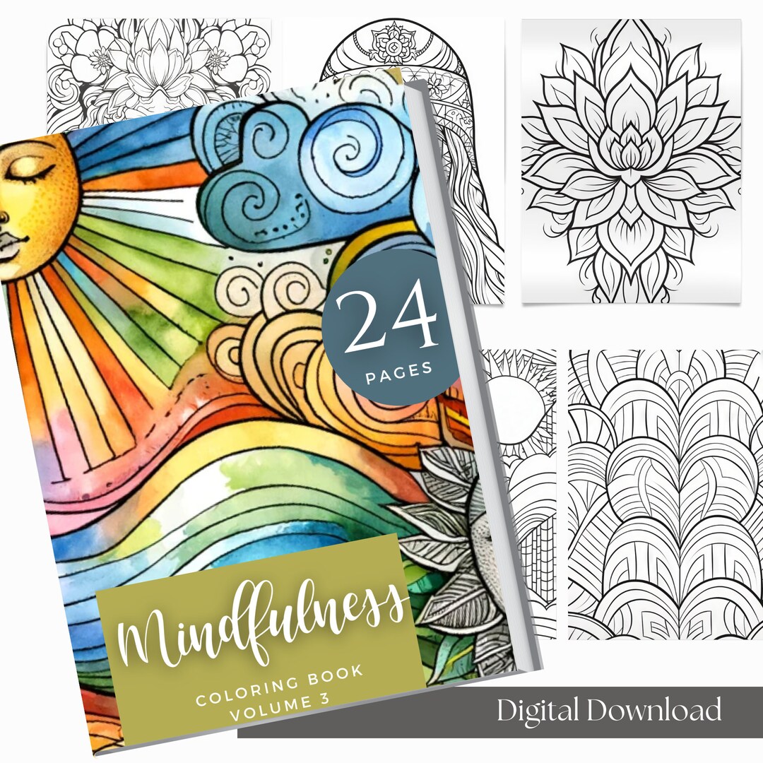 Printable Mindfulness Coloring Book for Procreate | Adult Coloring Book ...