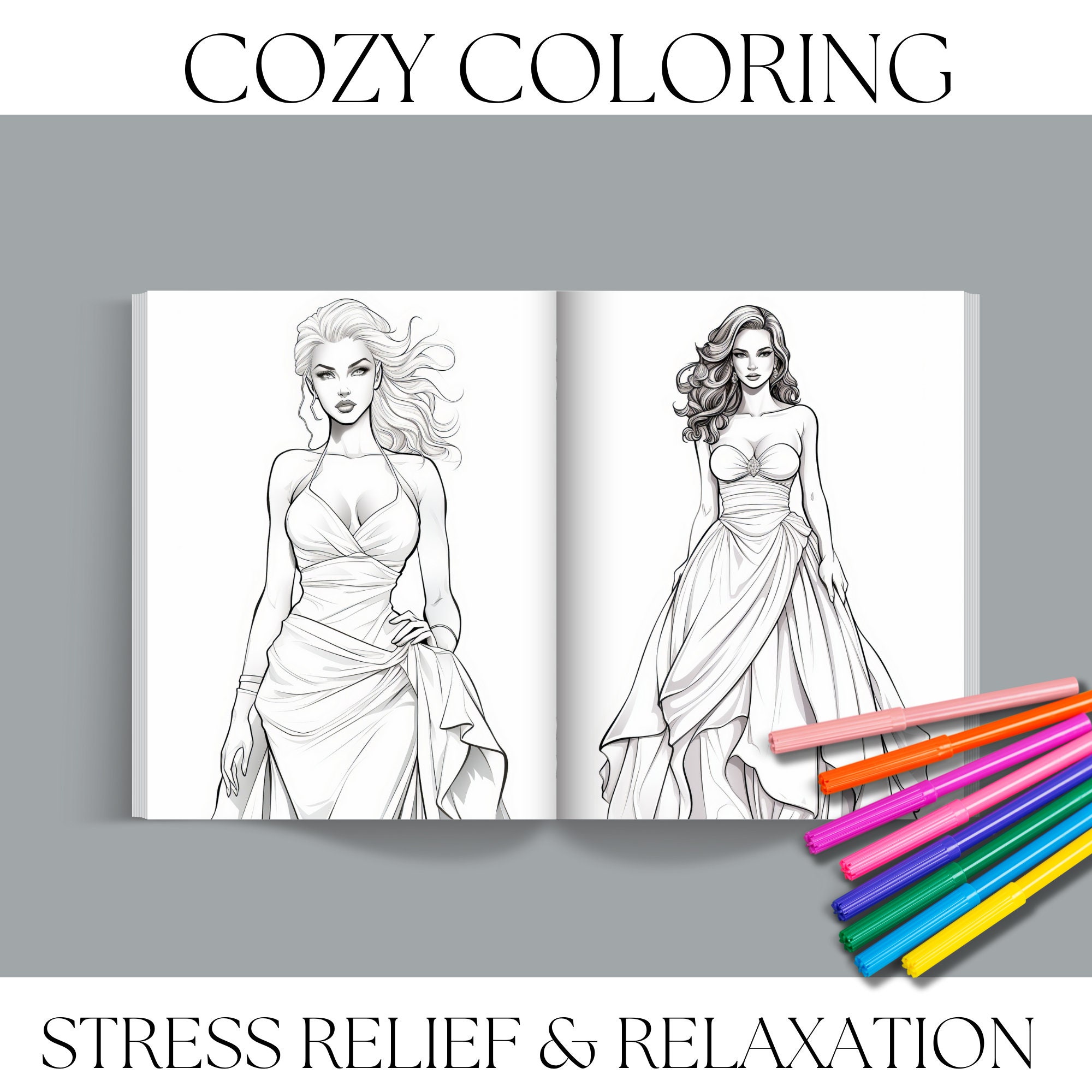 Digital Adult Coloring Book Procreate Fashion Coloring Fashion ...