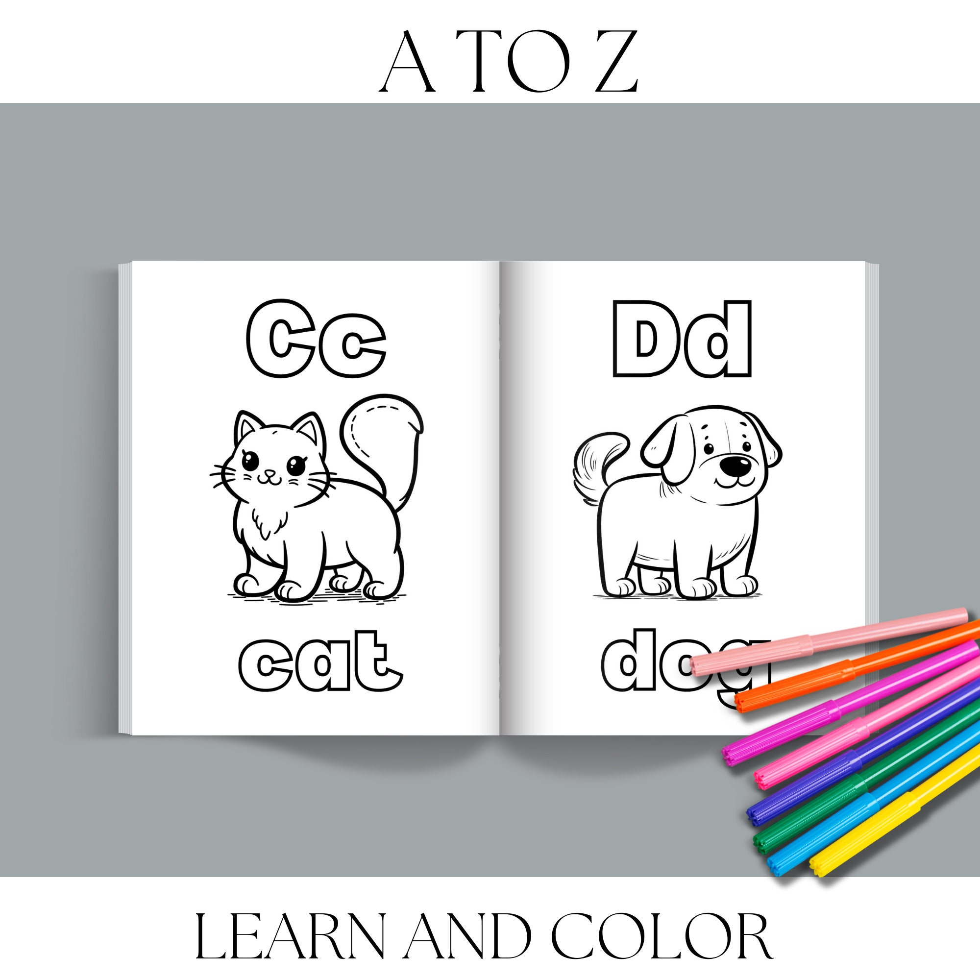 Printable ABC Coloring Book, Baby Alphabet Coloring Book, Babys First ...