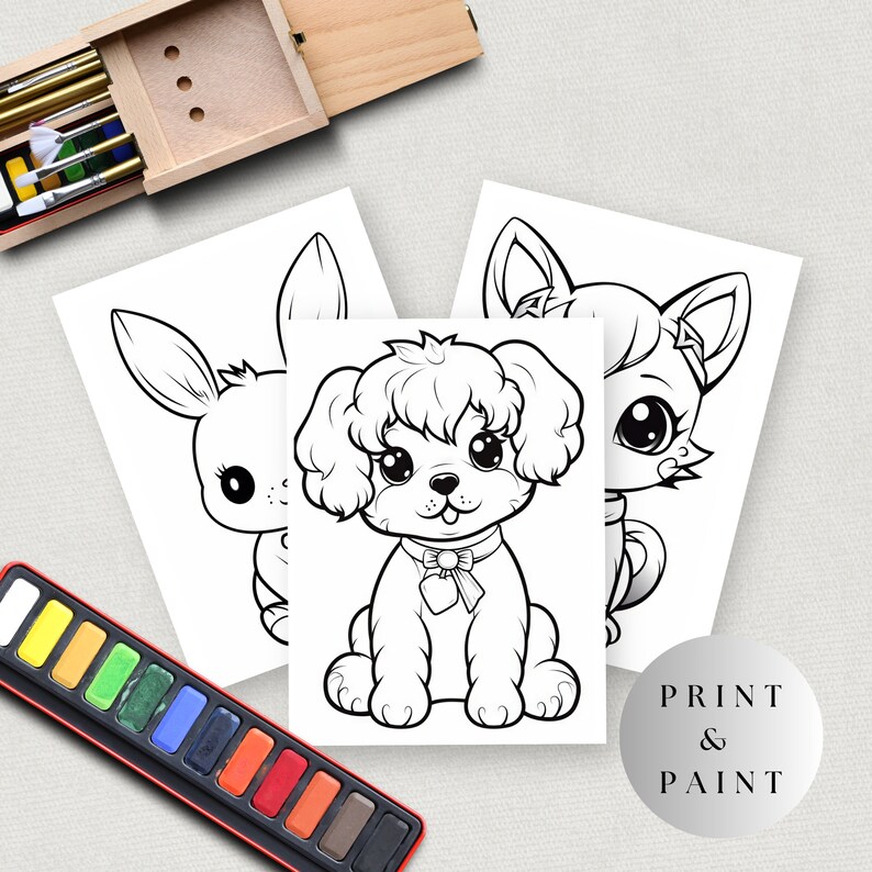 Animal Coloring Book Printable Pdf Digital Download Grayscale Full ...