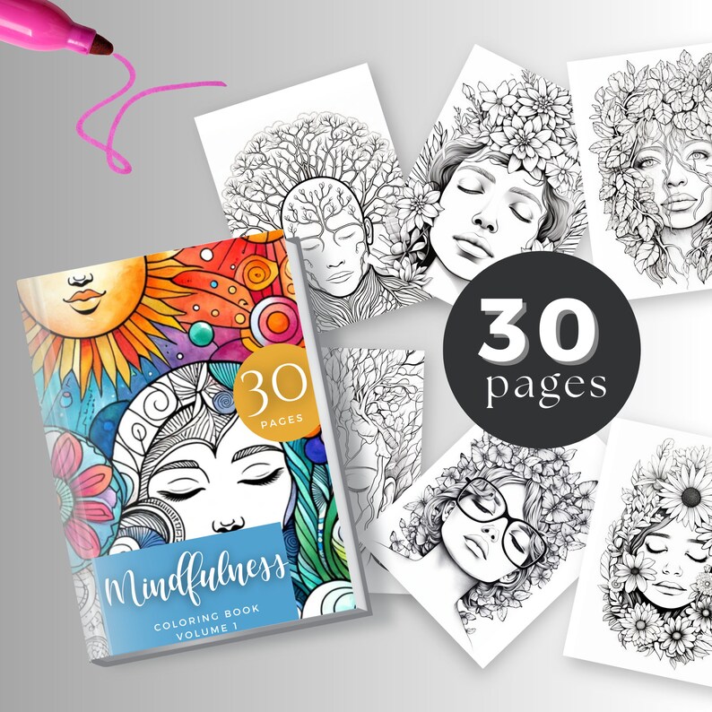Printable Mindfulness Coloring Book for Procreate | Adult Coloring Book ...