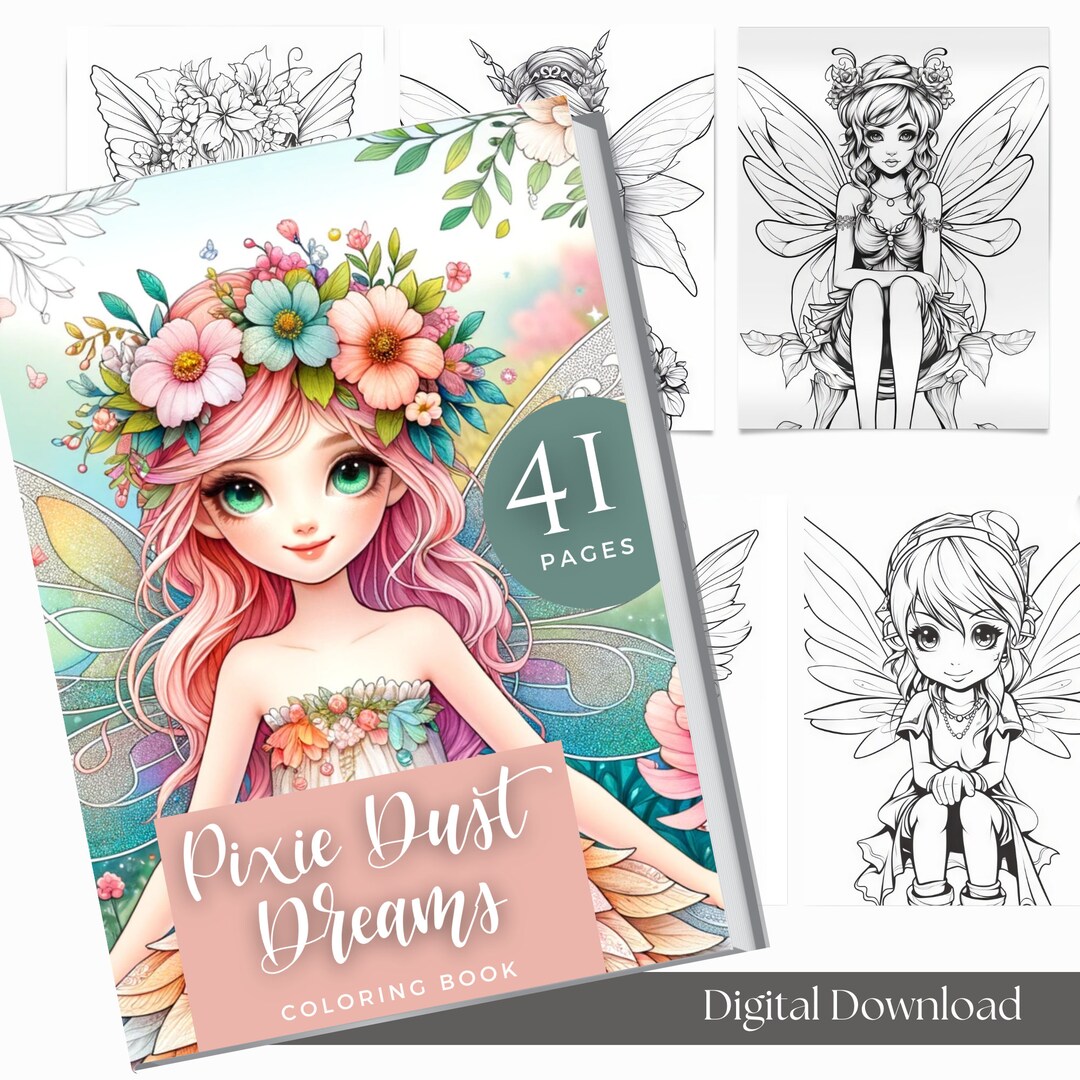 Fairy Coloring Book | Printable Pdf File | Fantasy Coloring Book ...