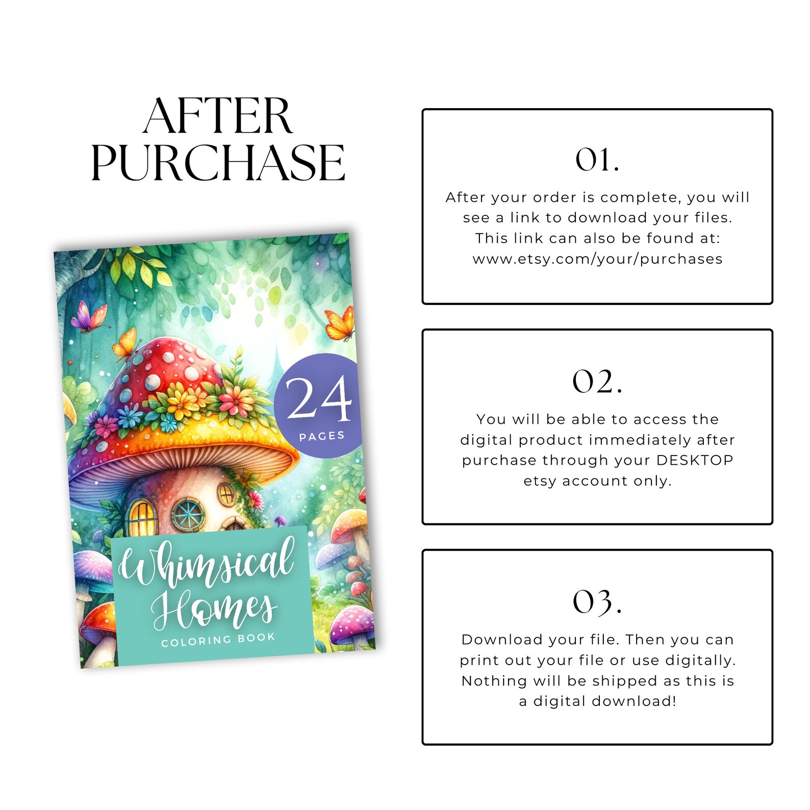 Enchanted Fairy Houses Coloring Book Download Grayscale Illustration ...