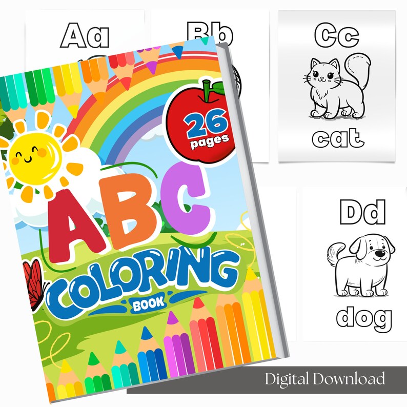 Printable ABC Coloring Book, Baby Alphabet Coloring Book, Babys First ...