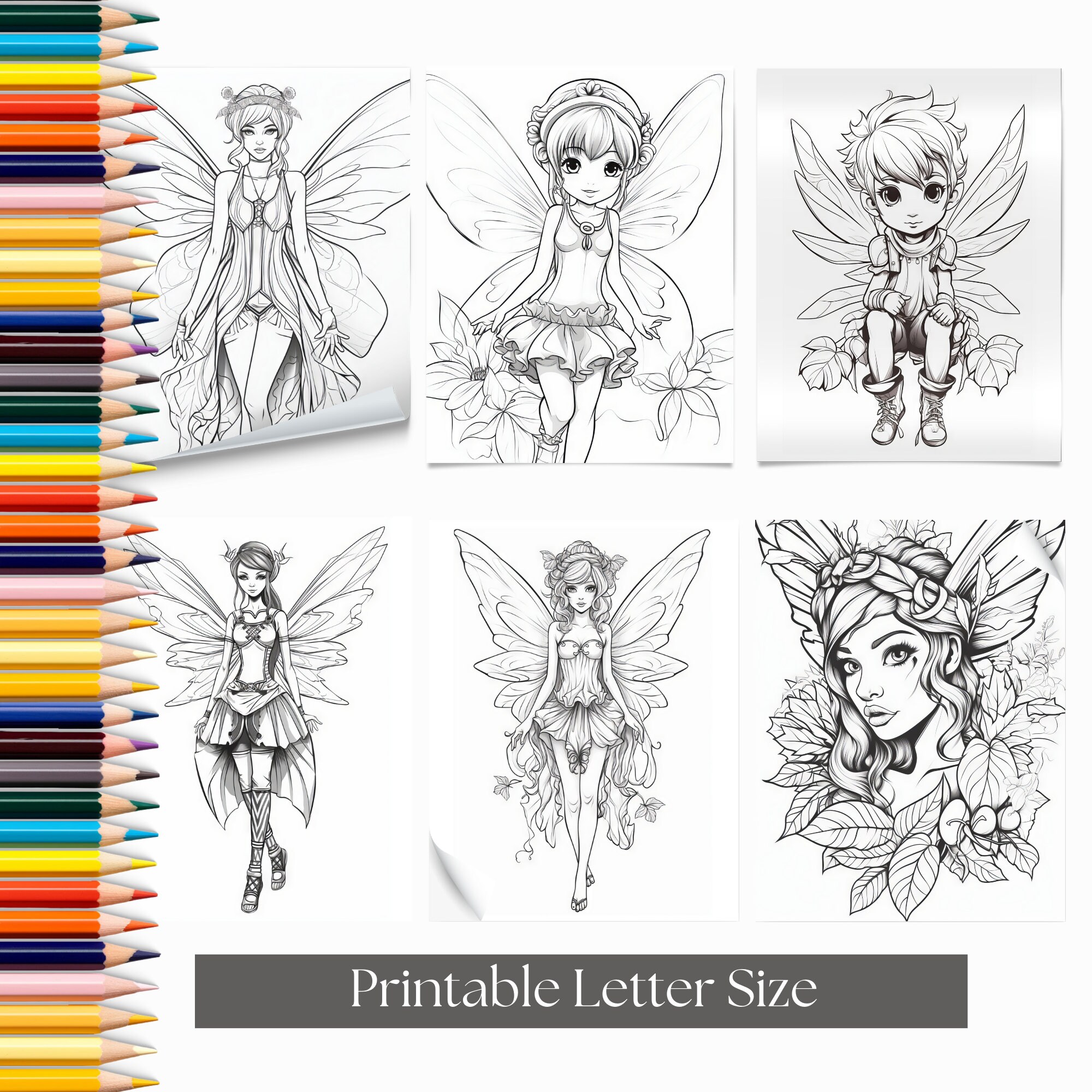 Fairy Coloring Book Printable Pdf File Fantasy Coloring Book Fairy ...