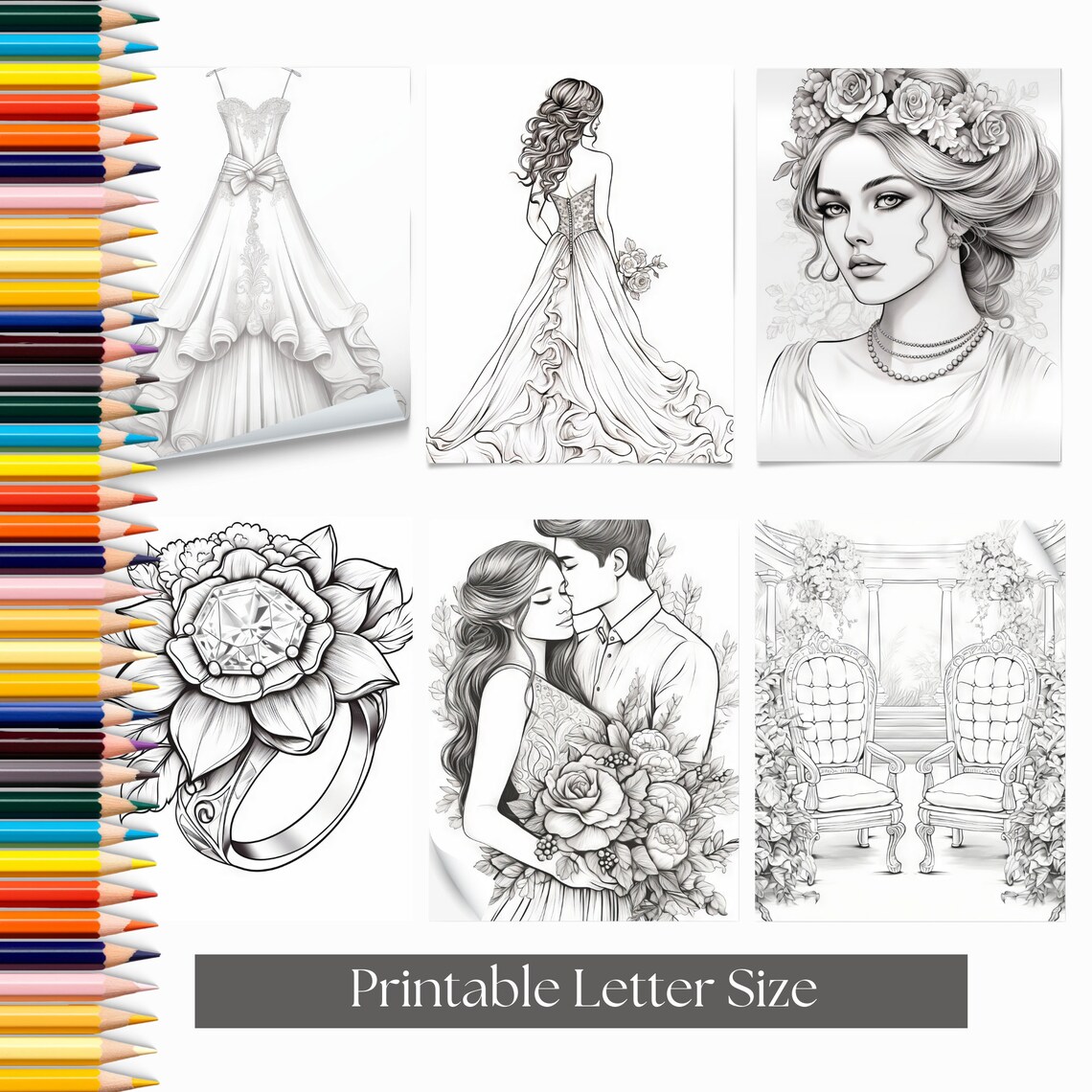 Adult Procreate Grayscale Coloring Pages Art Book Digital Download ...