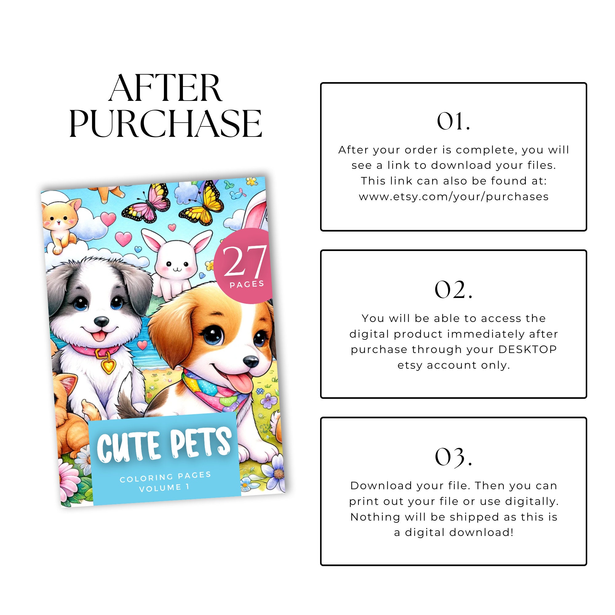 Animal Coloring Book Printable Pdf Digital Download Grayscale Full ...