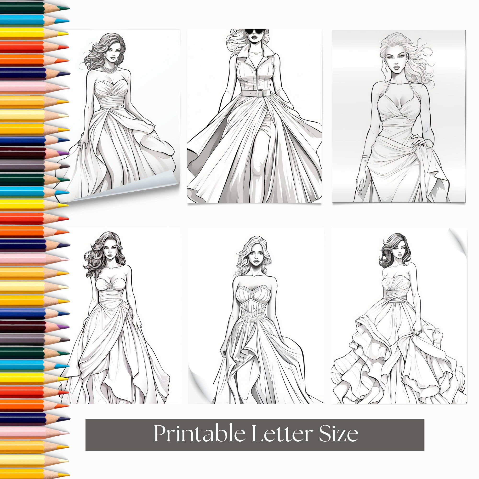Digital Adult Coloring Book Procreate Fashion Coloring Fashion ...