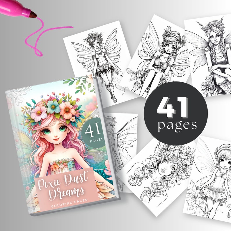Fairy Coloring Book Printable Pdf File Fantasy Coloring Book Fairy ...