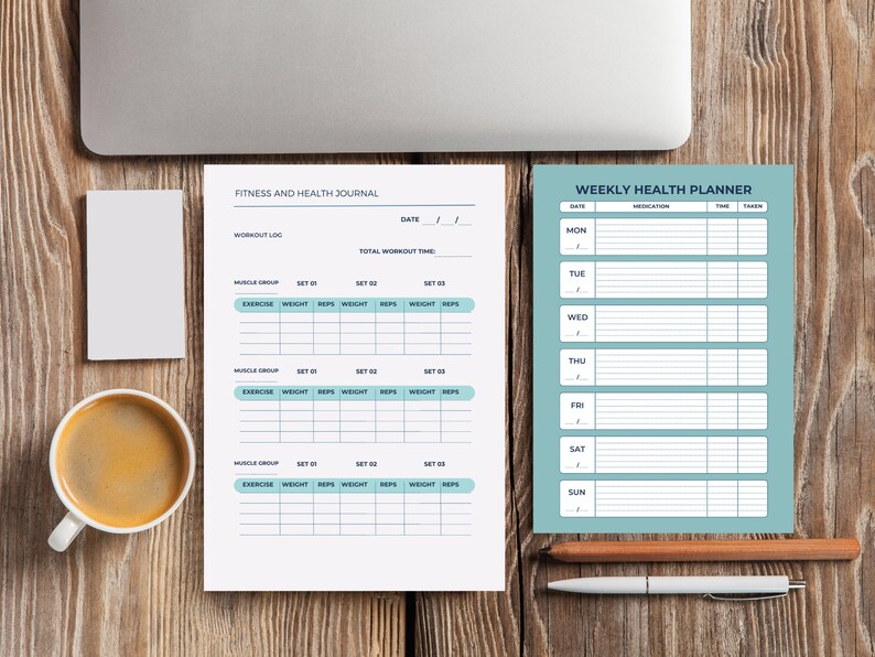 Printable Health and Fitness Planner Workout Tracker, Meal Planner ...
