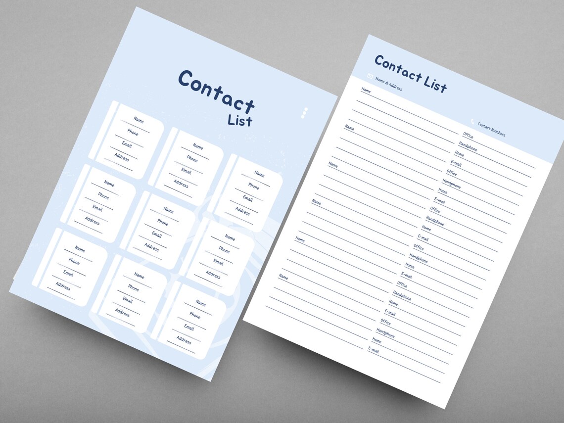 Printable Contact List Planner Digital Download Address Book Organizer ...