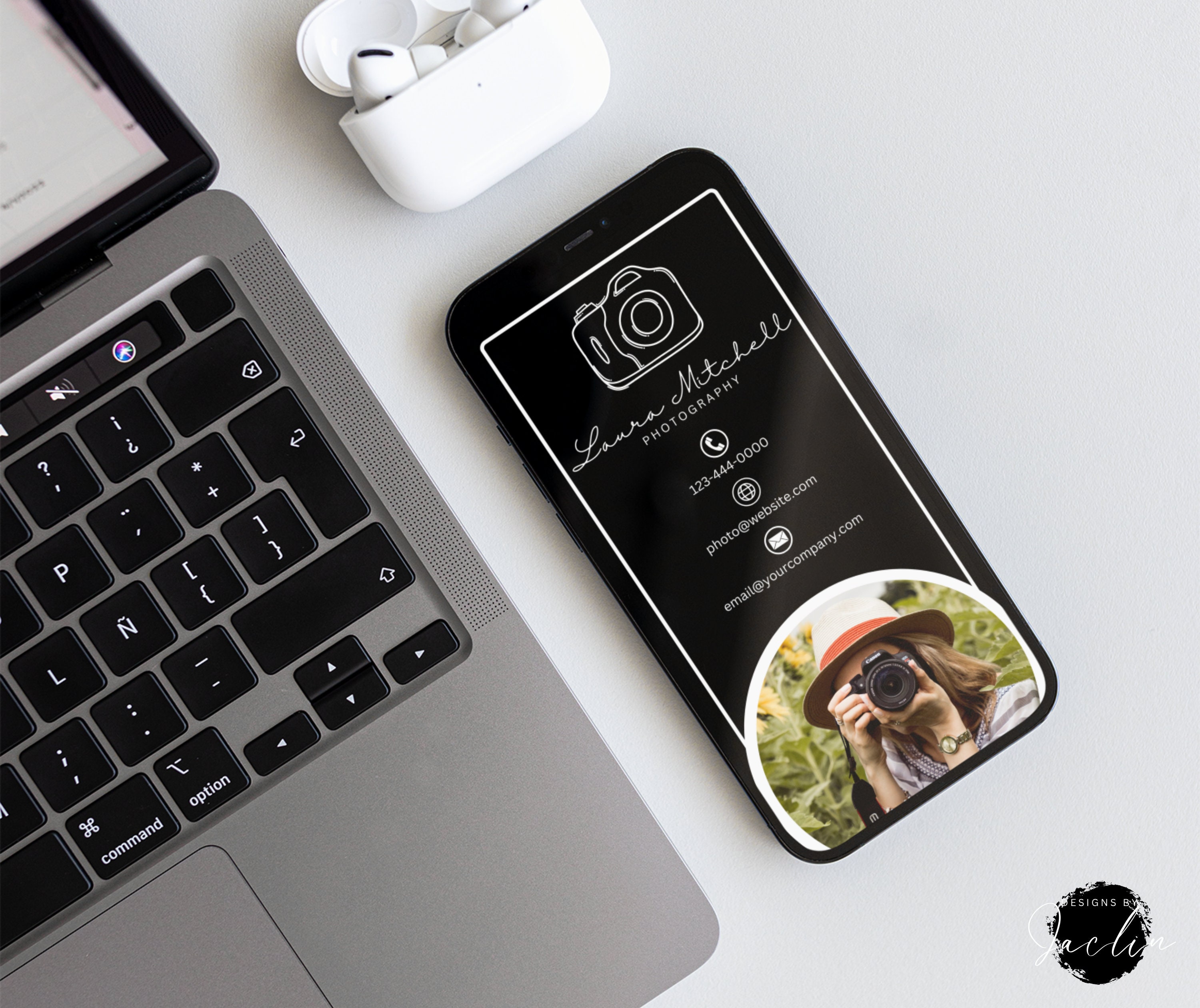 Digital Business Cards Canva Template Photography Modern Business Card ...