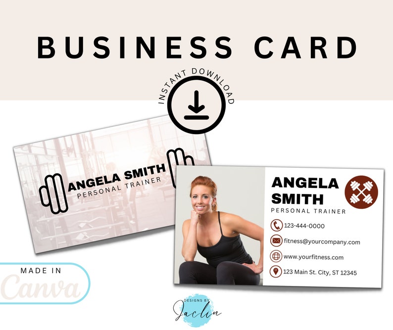 Business Cards Canva Template Fitness Instructor Personal - Etsy