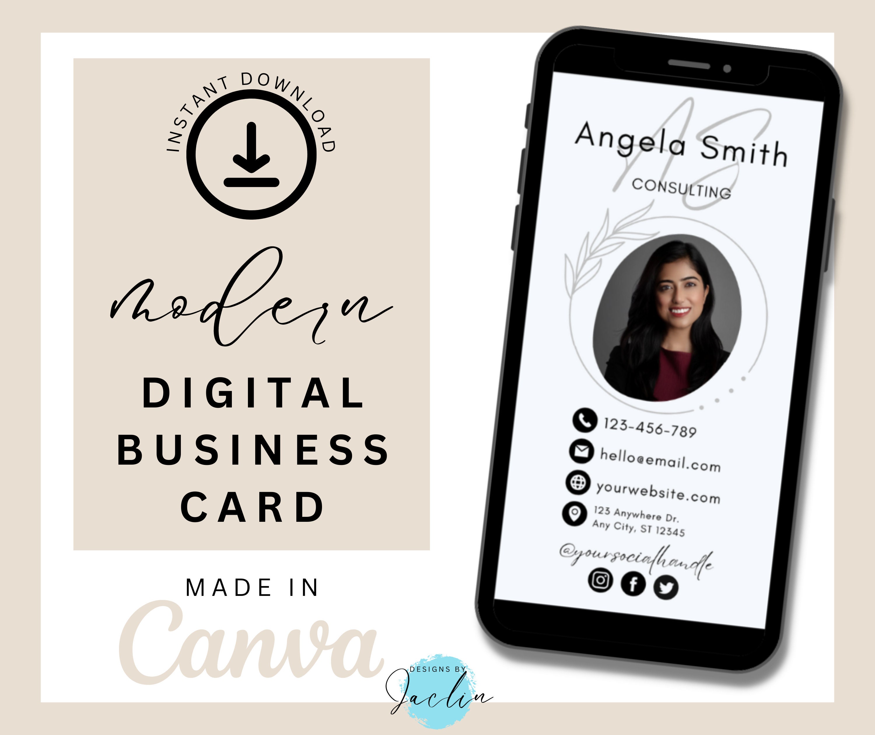 Digital Business Cards Canva Template Consultant Marketing - Etsy