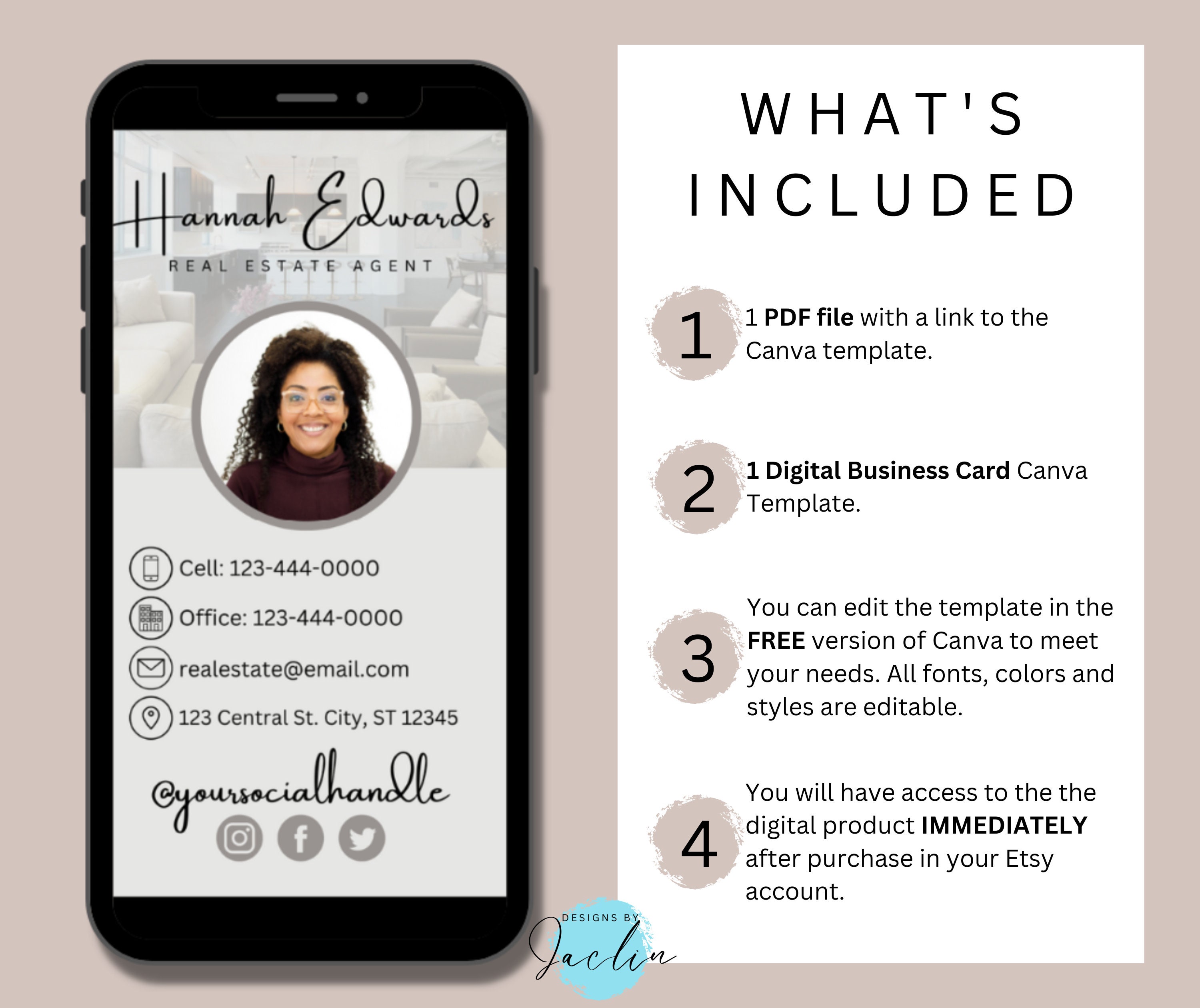 Digital Business Cards Canva Template Real Estate Marketing - Etsy