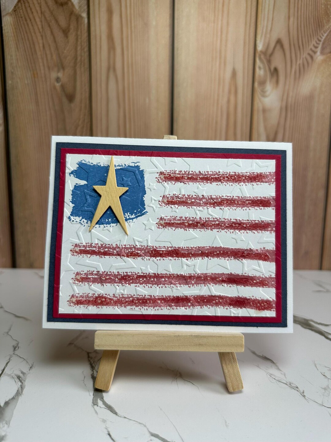 4th of July Handmade Card – Stars & Stripes Design | Patriotic Red ...