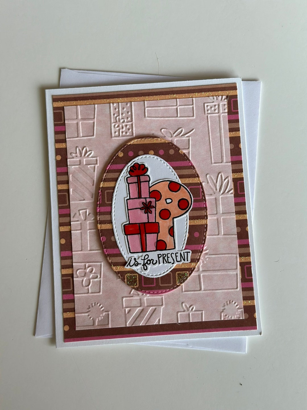 Present Birthday Card Card for Kids Embossed Handmade Handcrafted ...