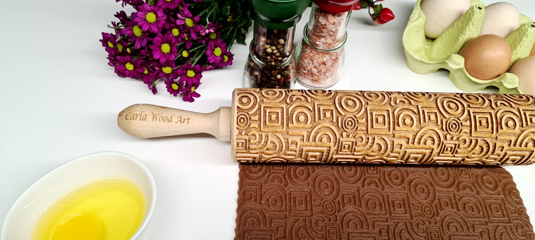 QR GEOMETRIC ; Embossing Wooden Rolling Pin, Laser Deep Engraved HQ - Etsy