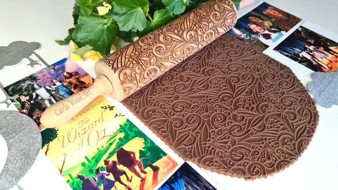 WIZARD OZ ; Embossing Wooden Rolling Pin, Laser Deep Engraved HQ - Etsy