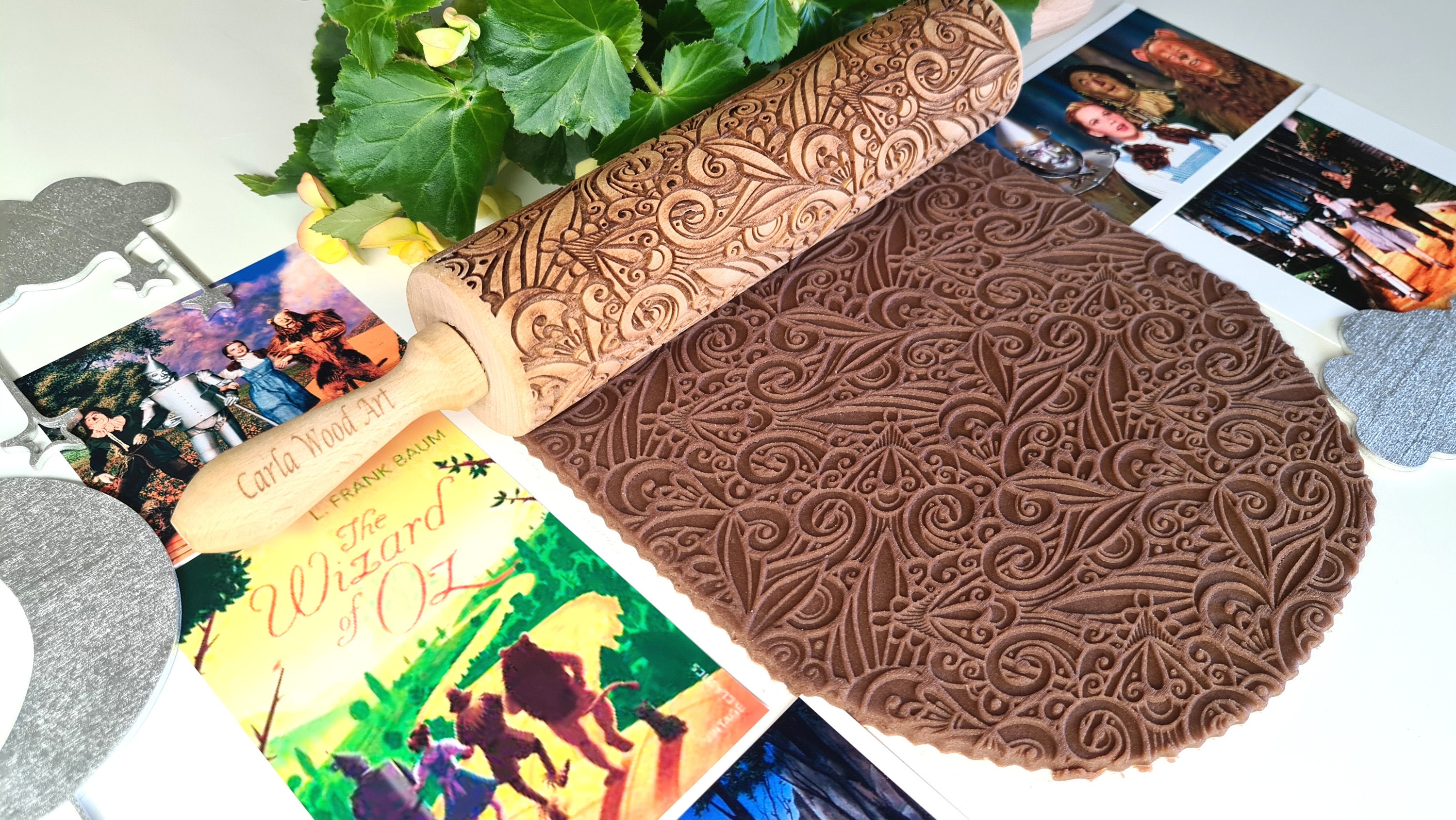 WIZARD OZ ; Embossing Wooden Rolling Pin, Laser Deep Engraved HQ - Etsy