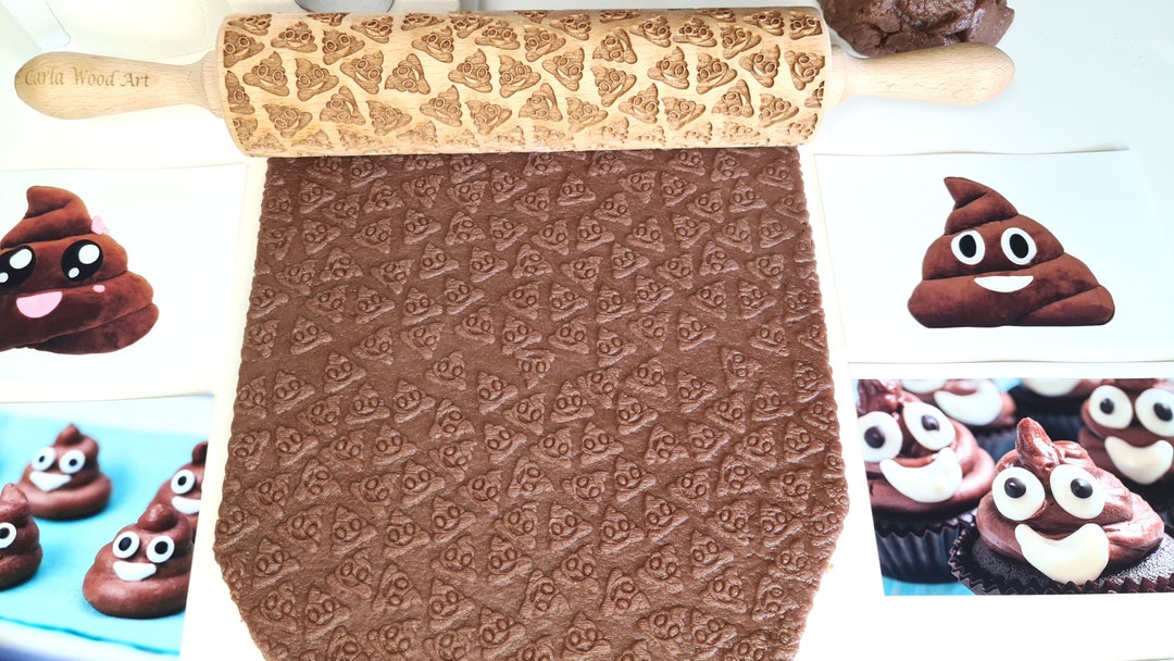 POOP ; Embossing Wooden Rolling Pin, Laser Deep Engraved HQ - Etsy