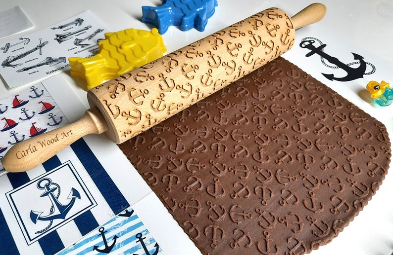 ANCHORS ; Embossing Wooden Rolling Pin, Laser Deep Engraved HQ - Etsy