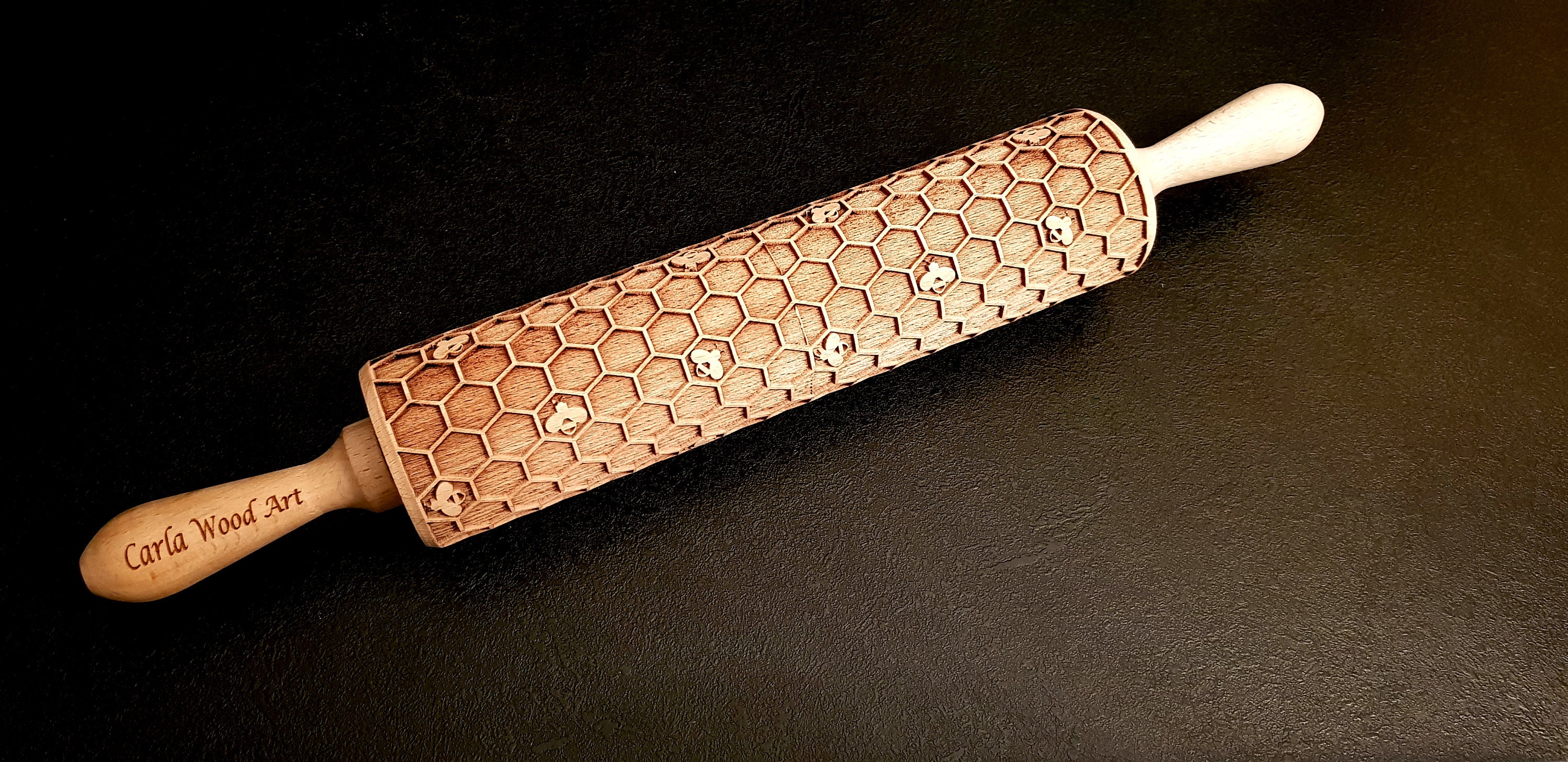 HONEYCOMB ; Embossing Wooden Rolling Pin, Laser Deep Engraved HQ - Etsy