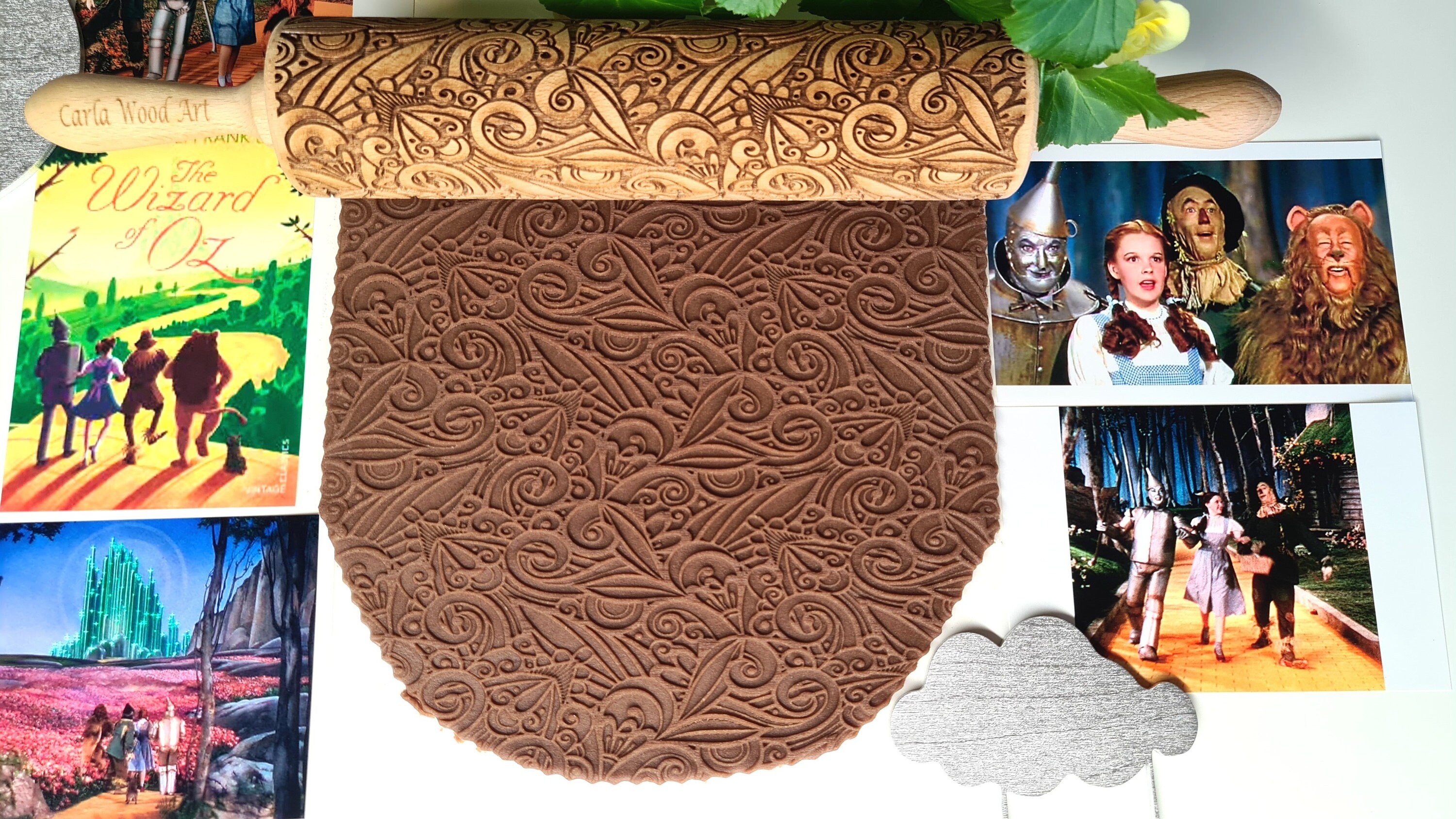 WIZARD OZ ; Embossing Wooden Rolling Pin, Laser Deep Engraved HQ - Etsy