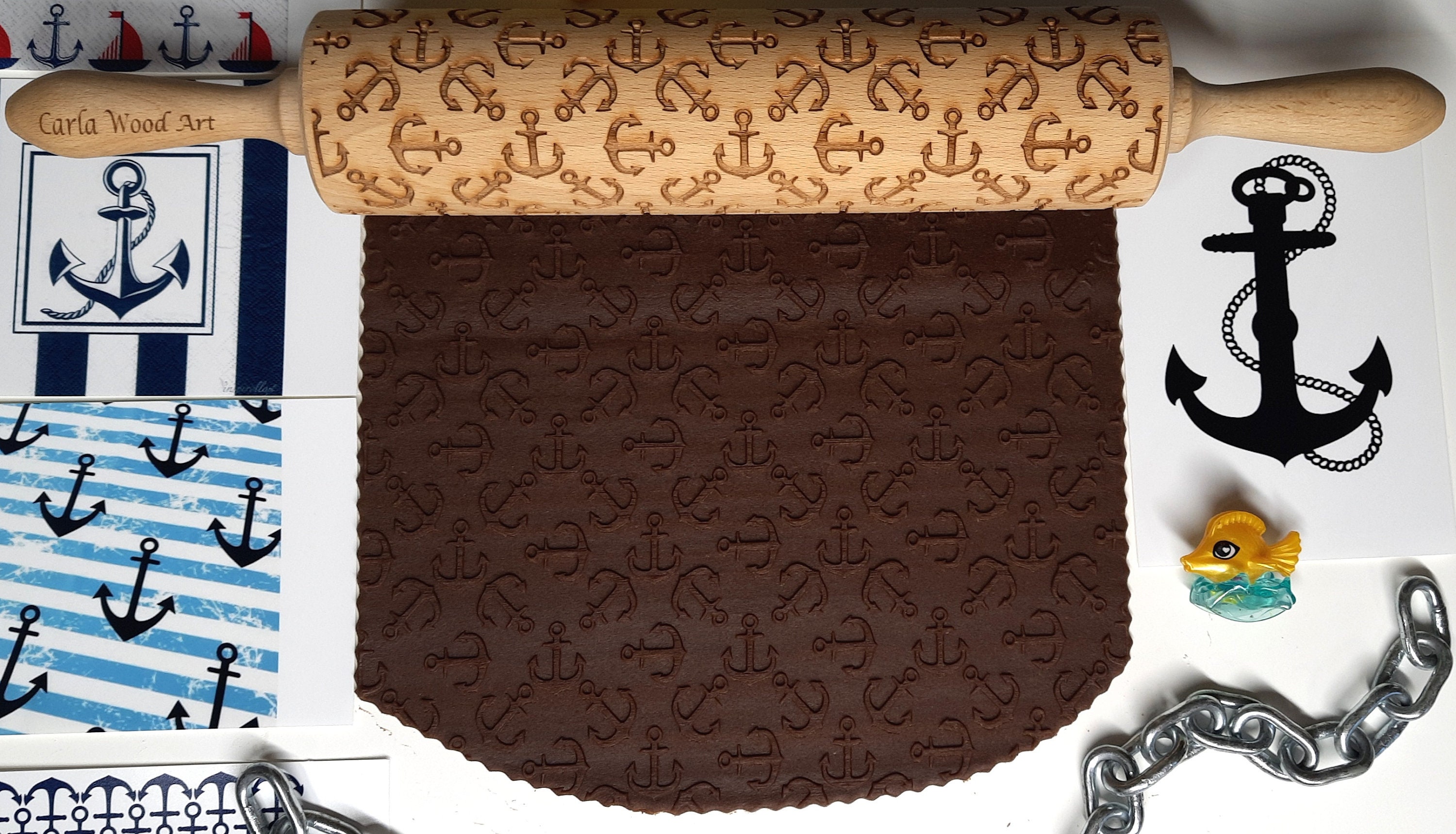 ANCHORS ; Embossing Wooden Rolling Pin, Laser Deep Engraved HQ - Etsy