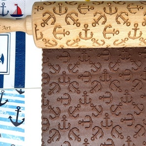 ANCHORS ; Embossing Wooden Rolling Pin, Laser Deep Engraved HQ - Etsy
