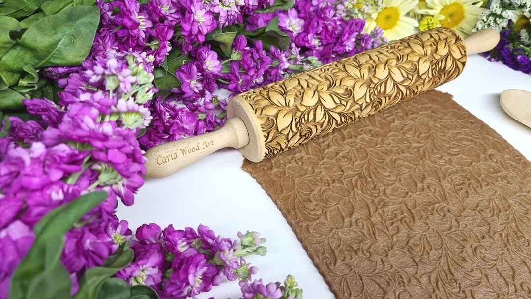 FLOWER POWER ; Embossing Wooden Rolling Pin, Laser Deep Engraved HQ - Etsy
