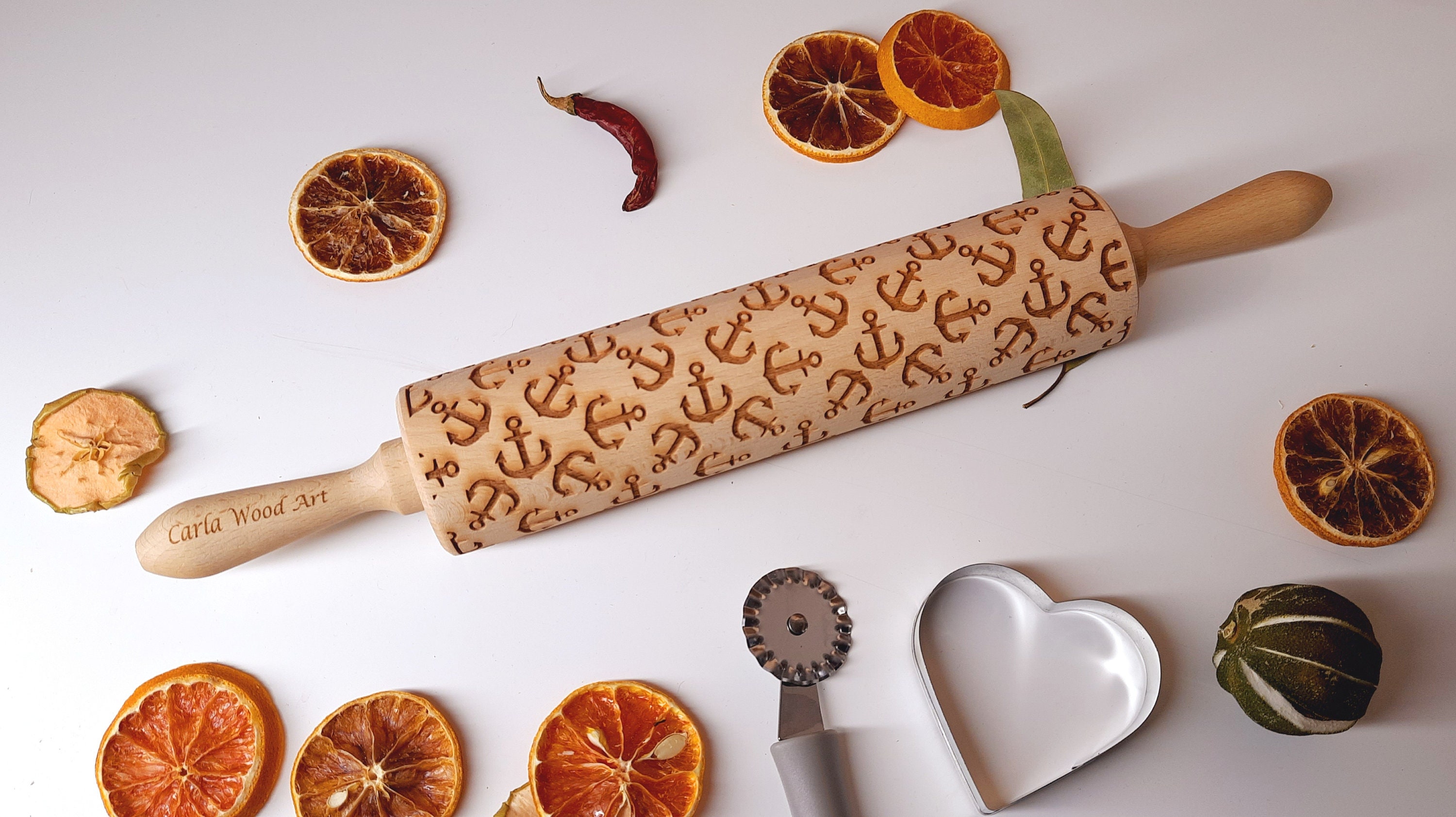 ANCHORS Embossing Wooden Rolling Pin, Laser Deep Engraved HQ - Etsy